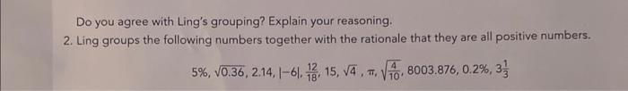 Solved Do you agree with Ling's grouping? Explain your | Chegg.com