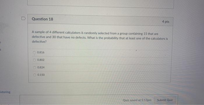 Solved A sample of 4 different calculators is randomly | Chegg.com