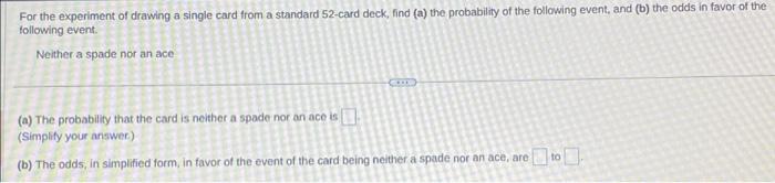 Solved For the experiment of drawing a single card from a | Chegg.com