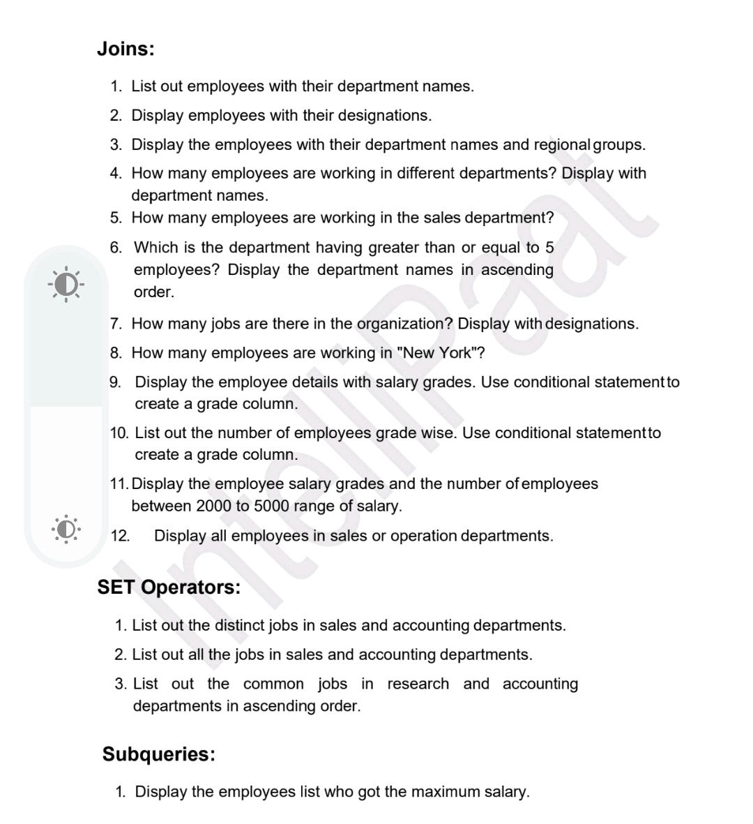 Solved Joins:List out employees with their department | Chegg.com