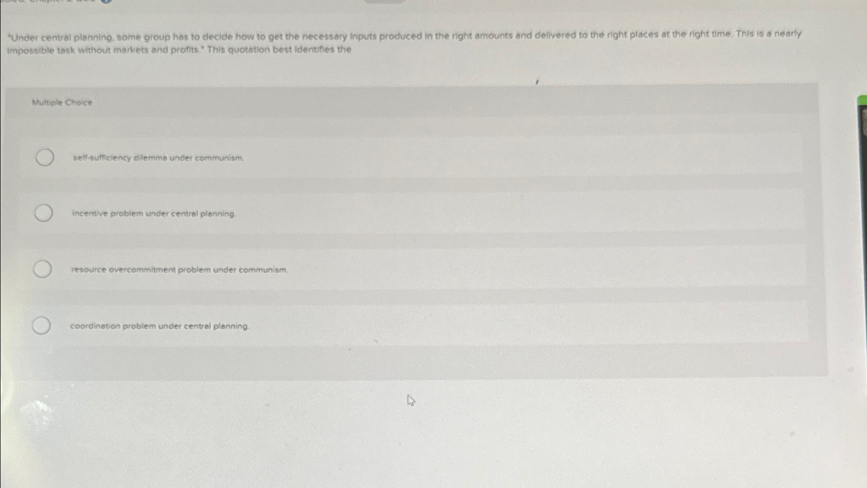 Solved impossible task without markets and profits" This | Chegg.com
