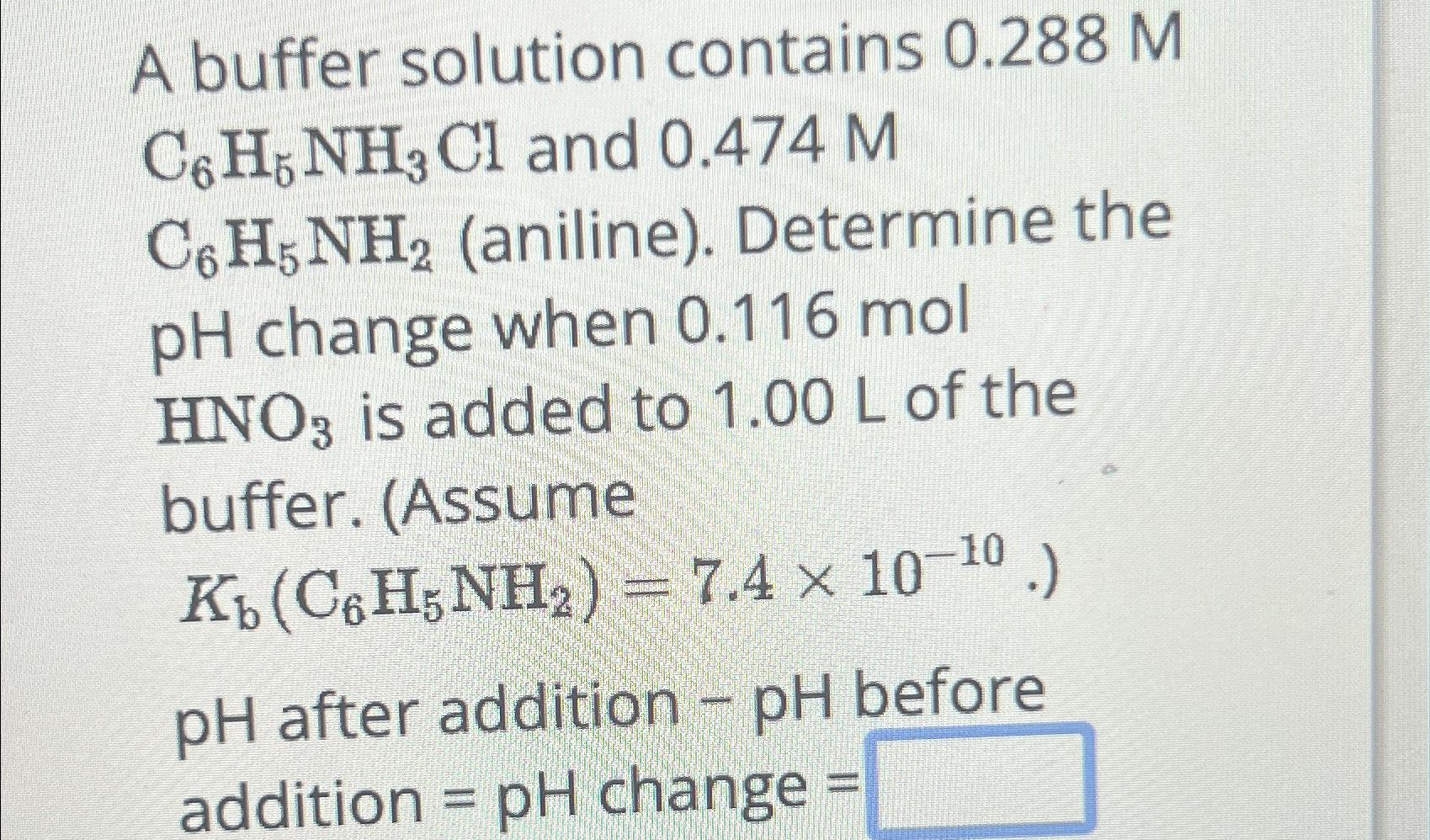 Solved A buffer solution contains 0.288M C6H5NH3Cl ﻿and | Chegg.com
