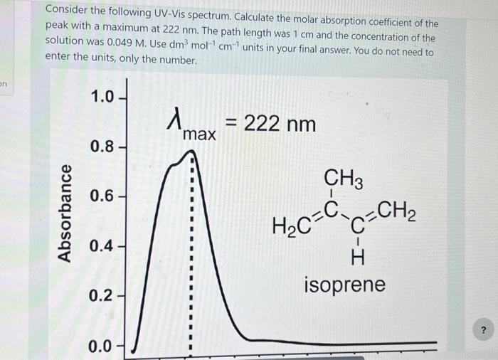 Solved Consider the following UV-Vis spectrum. Calculate the | Chegg.com