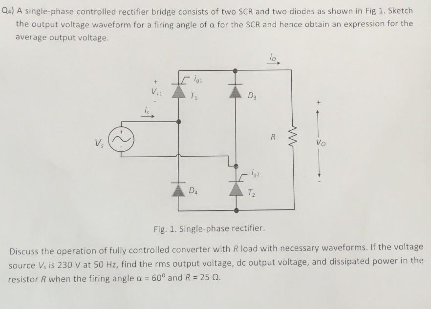 Solved Qa) A single-phase controlled rectifier bridge | Chegg.com