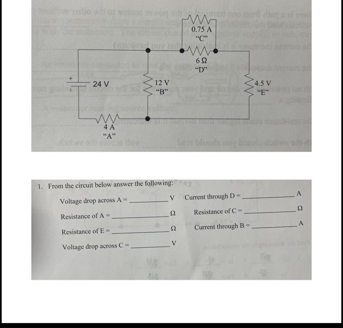 Solved 1. From the circuit below answer the following: | Chegg.com