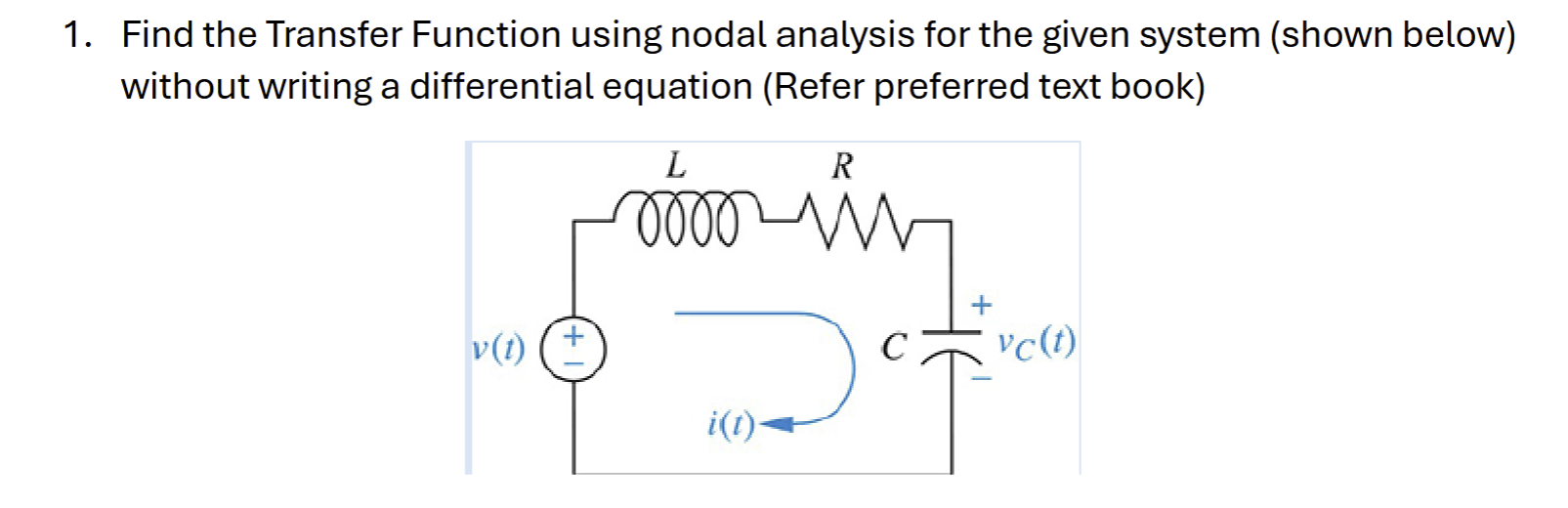 1. ﻿Find the Transfer Function using nodal analysis | Chegg.com