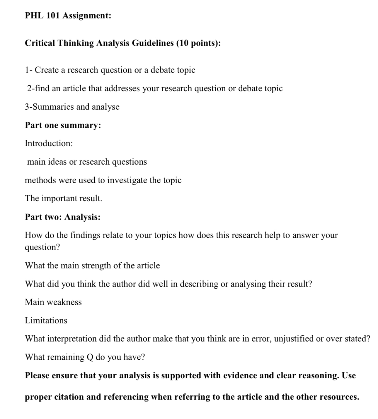Solved PHL 101 ﻿Assignment:Critical Thinking Analysis | Chegg.com