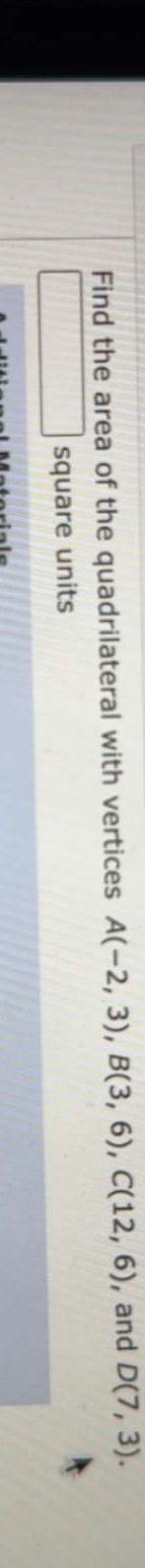 Solved Find the area of the quadrilateral with vertices | Chegg.com