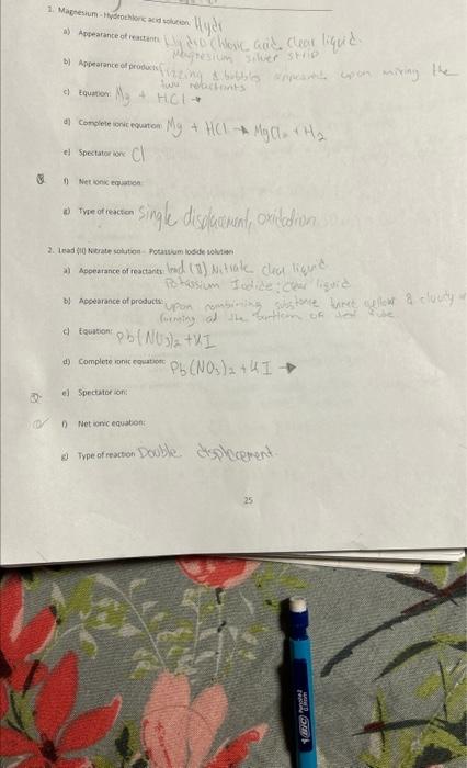 Solved c) tquation My+HCl→ a) Corvele oxic meuton | Chegg.com