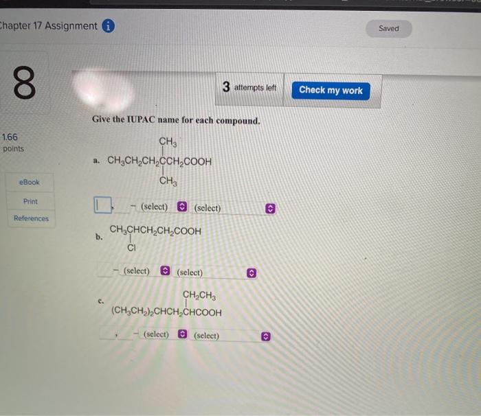 Solved Chapter 17 Assignment 6 Saved 00 3 attempts left | Chegg.com