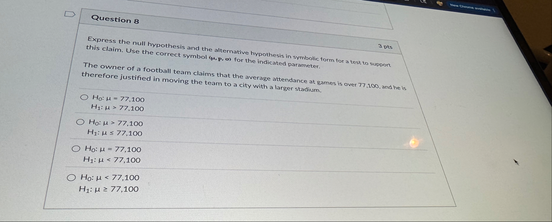 Solved Question 8Express the null hypothesis and the | Chegg.com