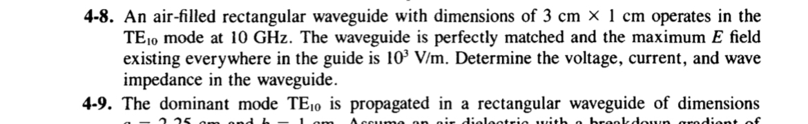 Solved 4-8. ﻿An air-filled rectangular waveguide with | Chegg.com