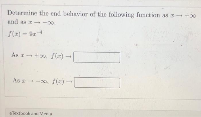 Solved Determine the end behavior of the following function | Chegg.com