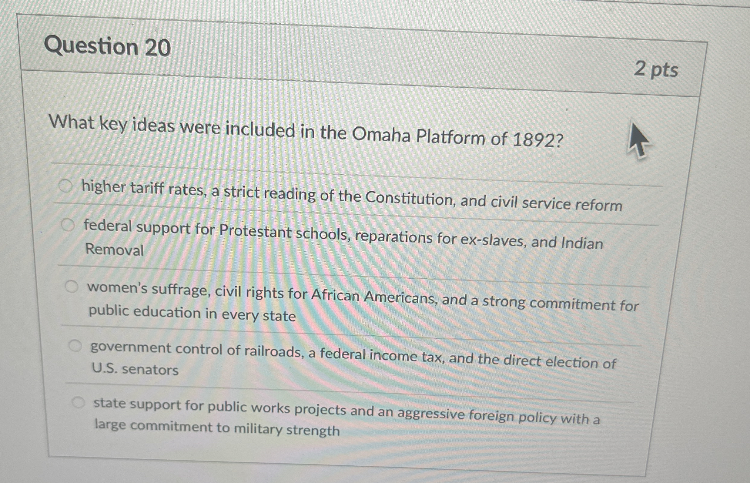 Solved Question 20What key ideas were included in the Omaha | Chegg.com