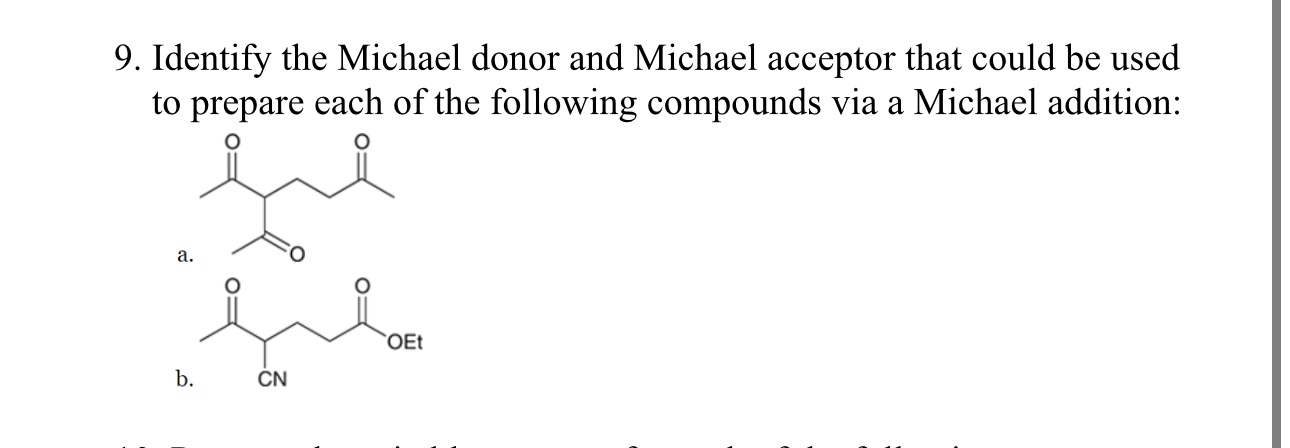 Solved Identify the Michael donor and Michael acceptor that | Chegg.com