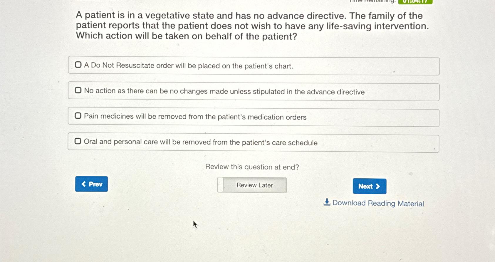 Solved A patient is in a vegetative state and has no advance | Chegg.com
