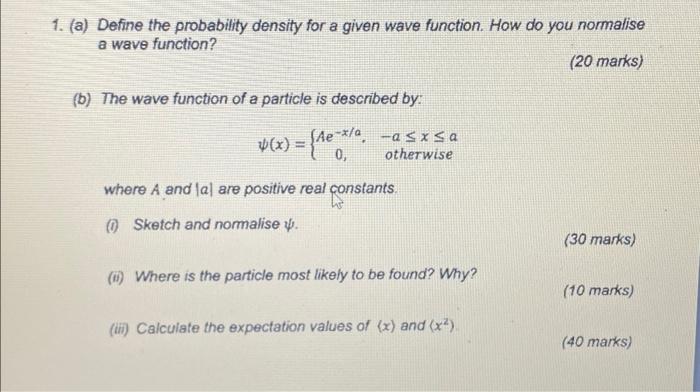 Solved (a) Define the probability density for a given wave | Chegg.com
