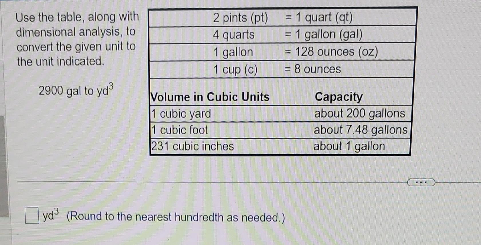 Solved Use the table, along with dimensional analysis, to | Chegg.com