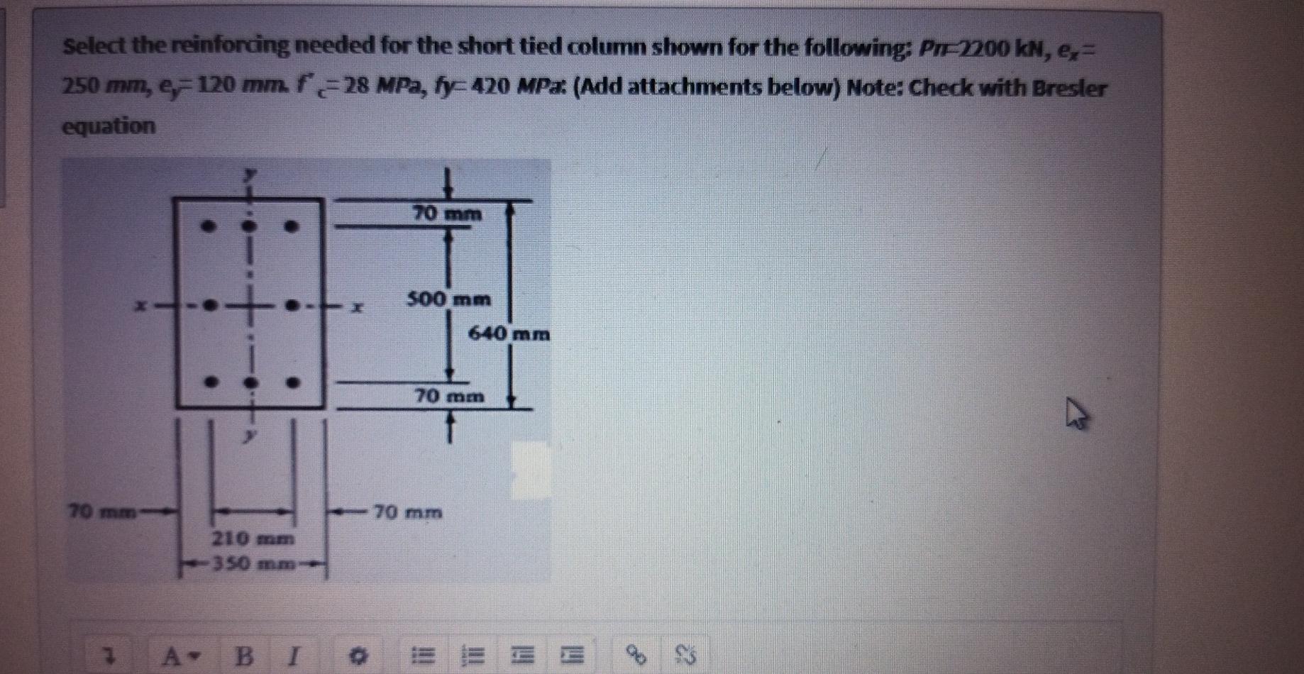 Solved Select the reinforcing needed for the short tied | Chegg.com