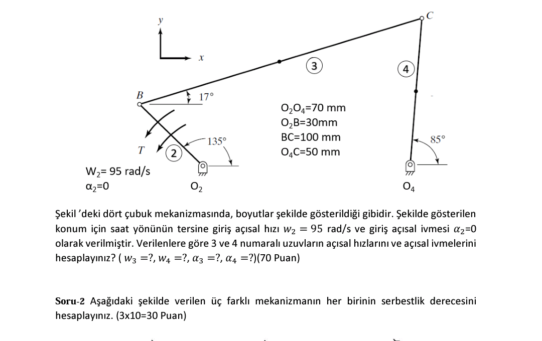 In the four-bar mechanism in Fig, the dimensions are | Chegg.com