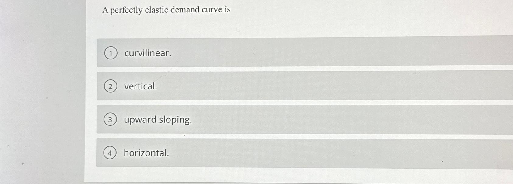 Solved A perfectly elastic demand curve | Chegg.com