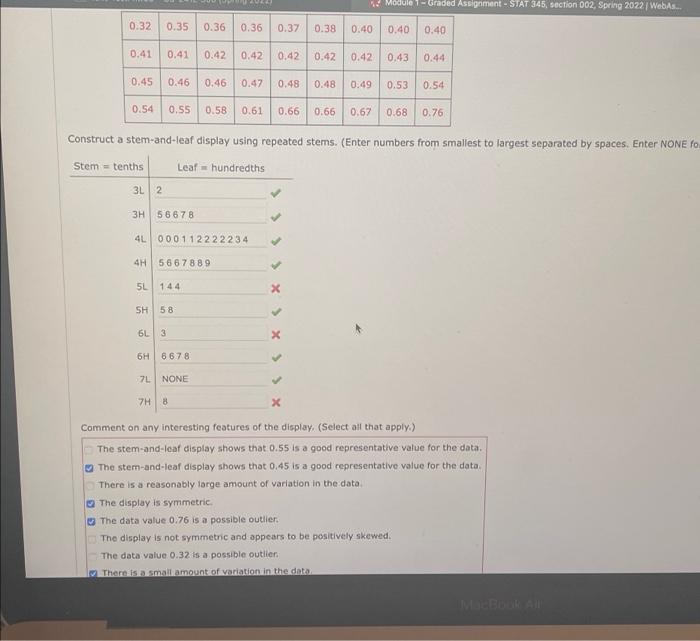 Solved Module 1 Graded Assignment - STAT 345, Section 002, | Chegg.com