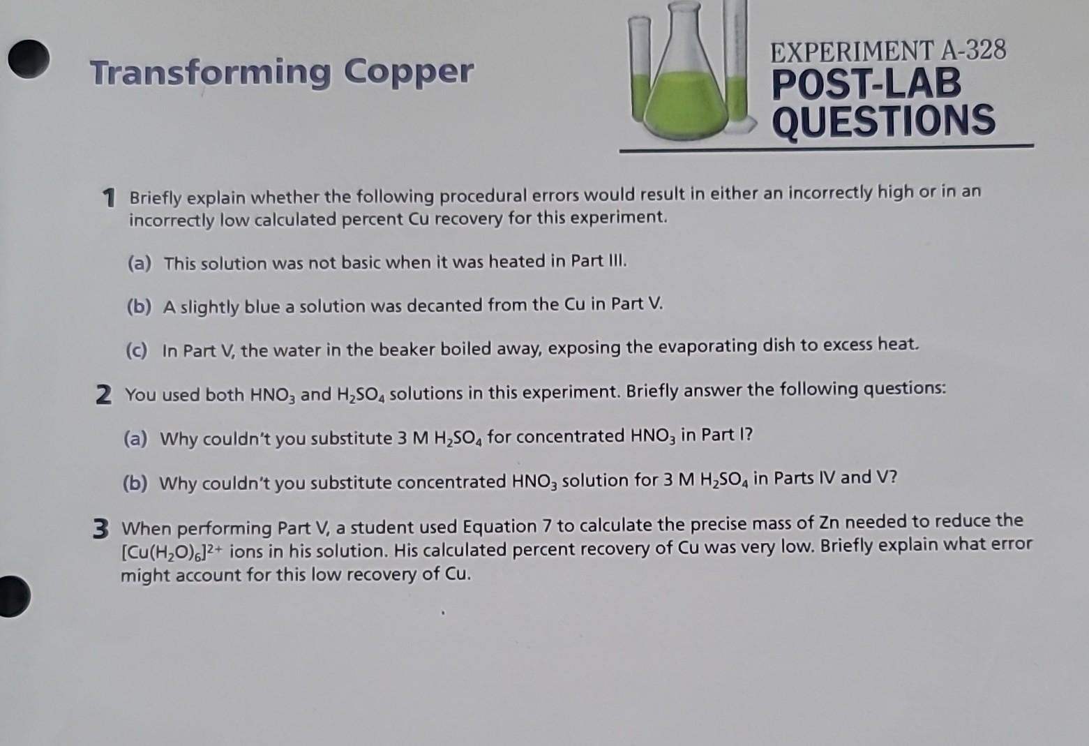 Solved Transforming Copper 1 Briefly explain whether the | Chegg.com