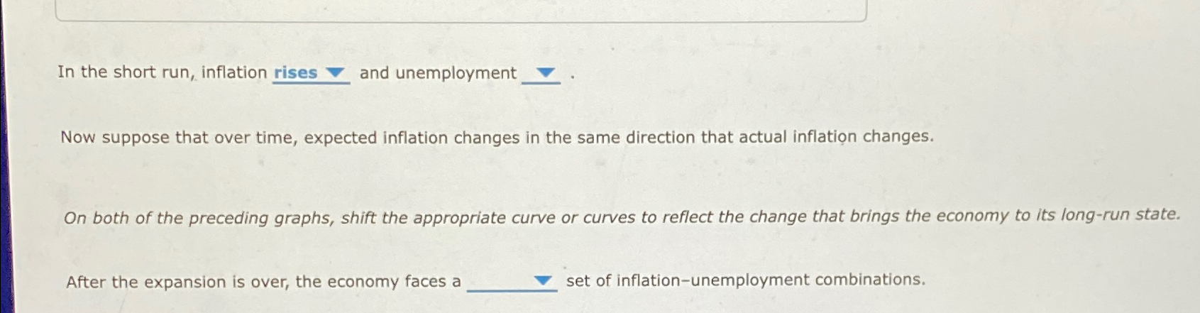 Solved In the short run, inflation rises grad and | Chegg.com