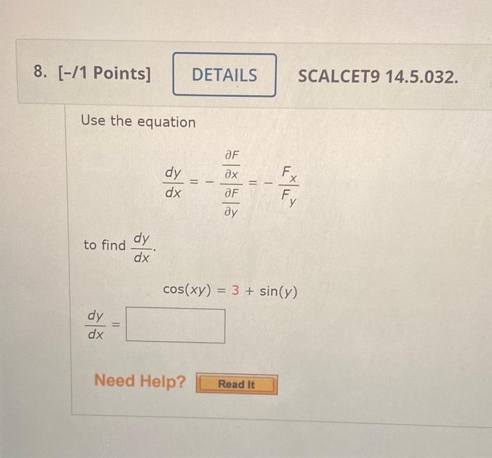 Solved SCALCET9 14.5.032. Use the equation | Chegg.com