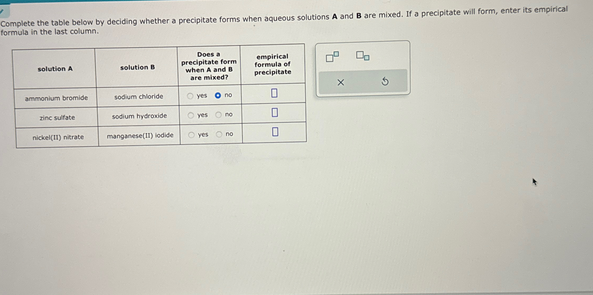Solved Complete the table below by deciding whether a | Chegg.com