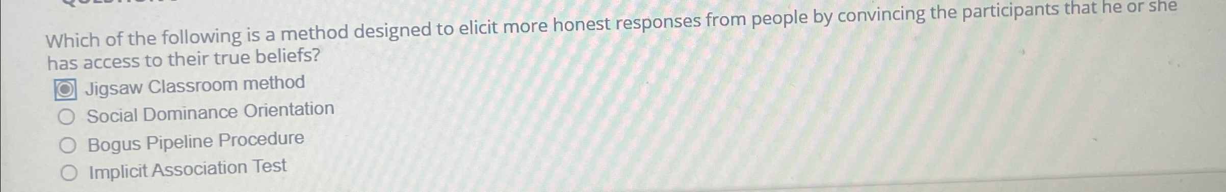 Solved Which of the following is a method designed to elicit | Chegg.com