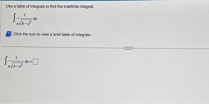 Solved Use a table of integrals to find the indefinite | Chegg.com