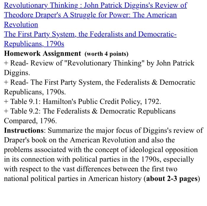 Revolutionary Thinking: John Patrick Diggins's Review | Chegg.com
