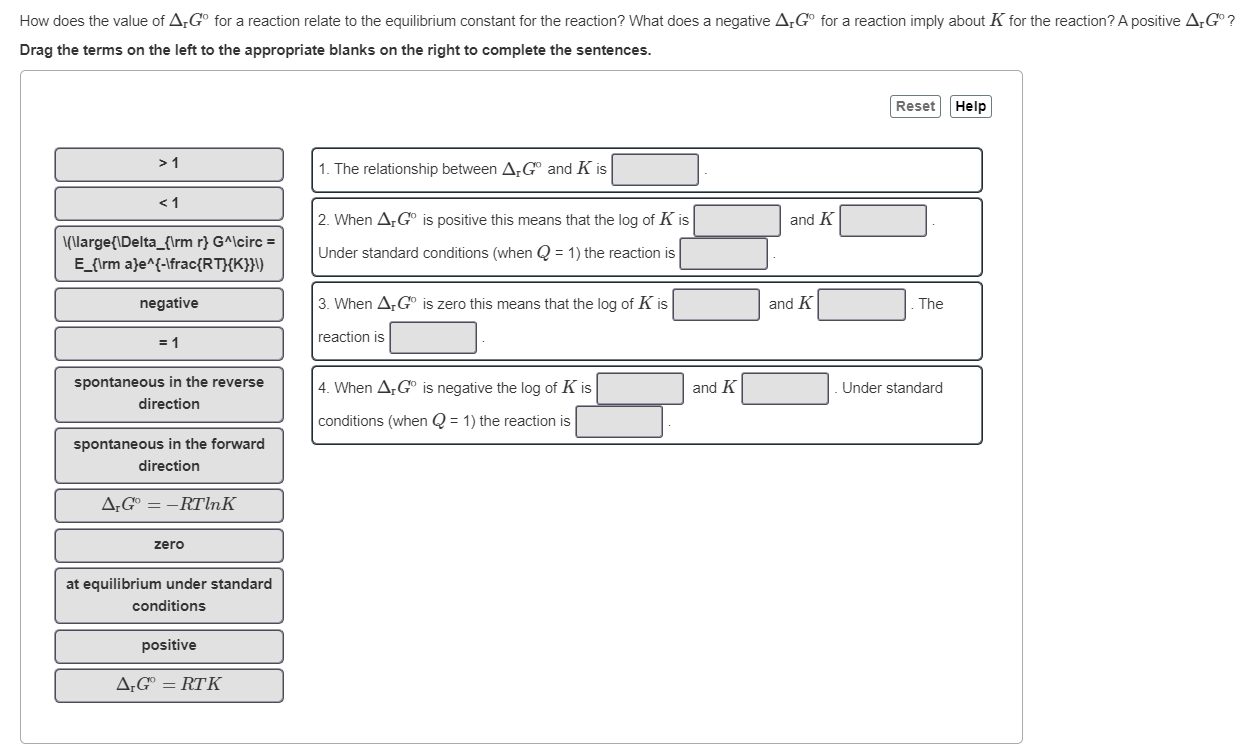 Solved How does the value of \Delta rG∘ ﻿ for a reaction | Chegg.com
