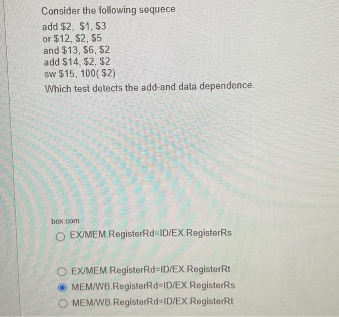 Solved Consider the following sequece add $2,$1,$3 or | Chegg.com