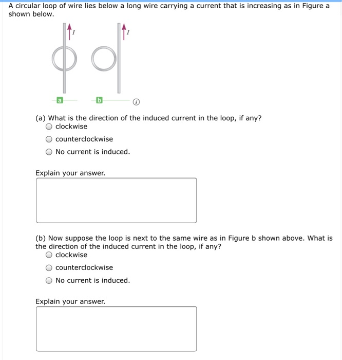 Solved A circular loop of wire lies below a long wire | Chegg.com
