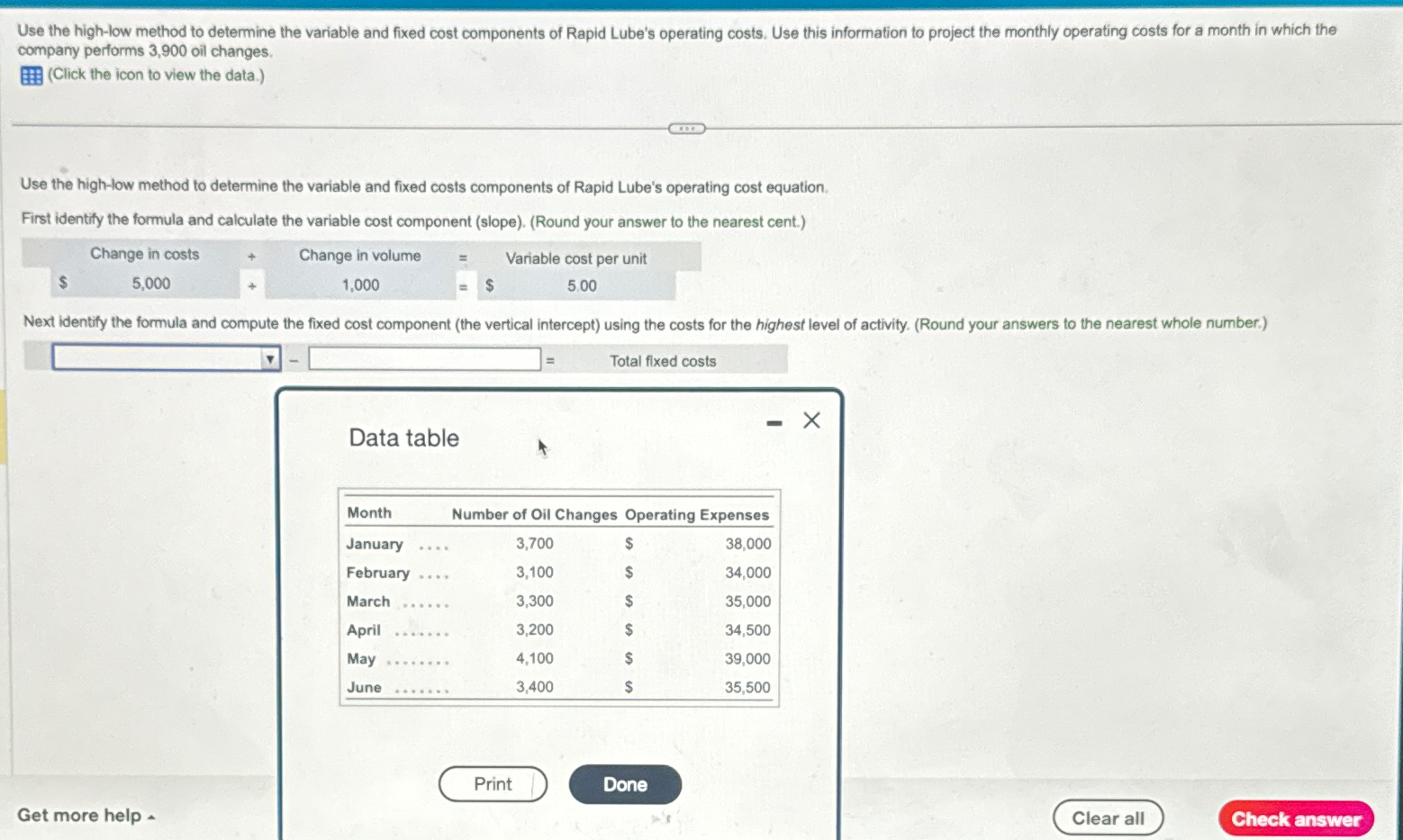 Solved Use the high-low method to determine the variable and | Chegg.com