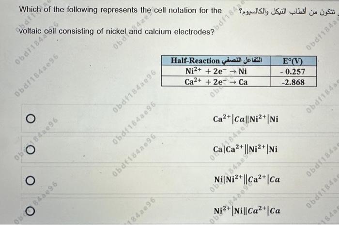 Solved Which of the following represents the cell notation | Chegg.com