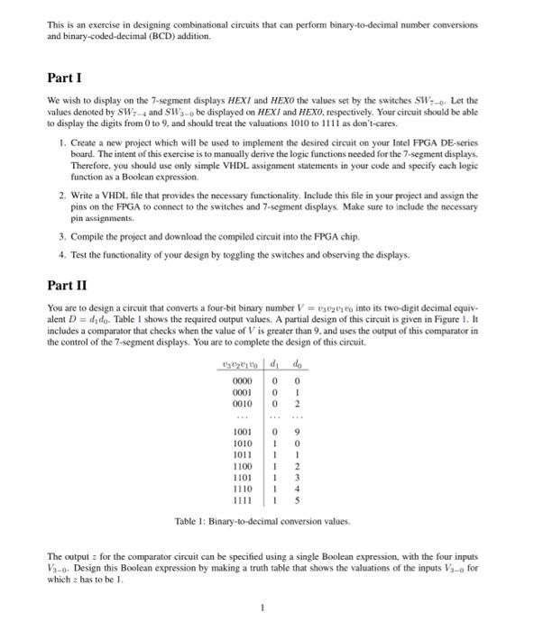 Solved This is an exercise in designing combinational | Chegg.com
