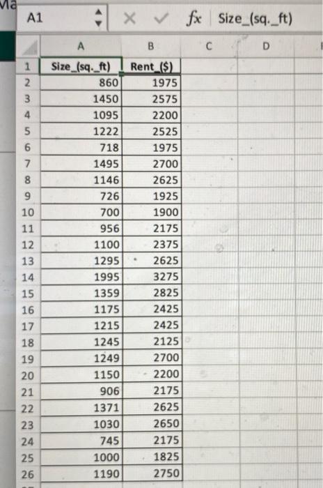 Solved A1 =∇∣× Size_(sq._ft) \begin{tabular}{|r|r|r|} \hline | Chegg.com