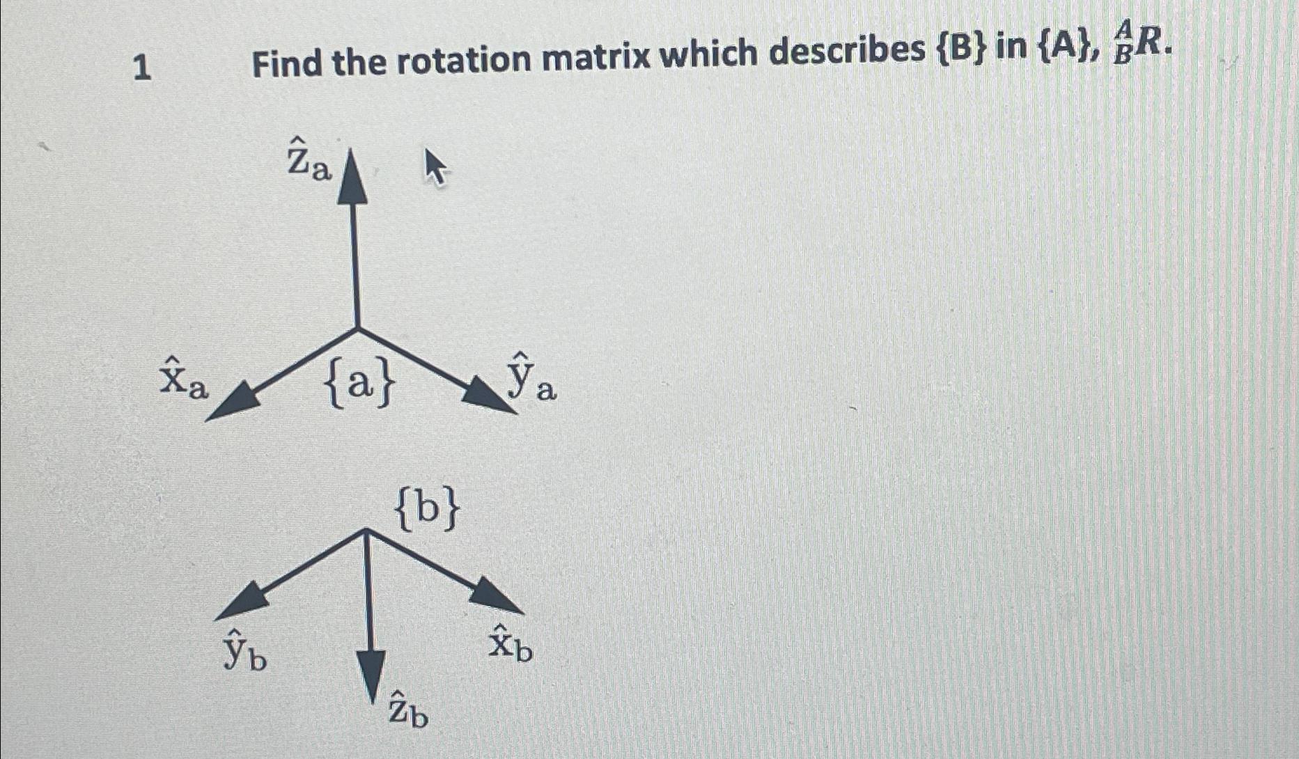 Solved 1 ﻿Find the rotation matrix which describes {B} ﻿in | Chegg.com