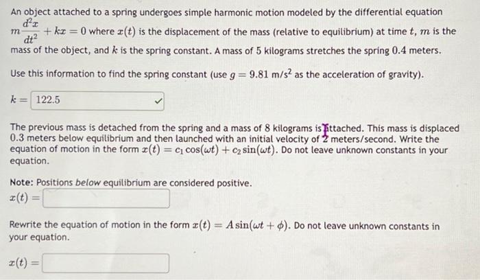 Solved An object attached to a spring undergoes simple | Chegg.com