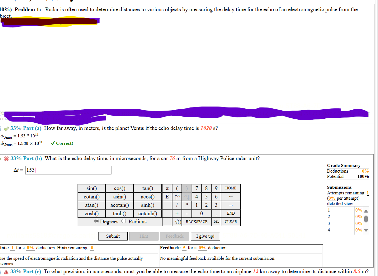 Solved 10%) ﻿Problem 1: Radar is often used to determine | Chegg.com