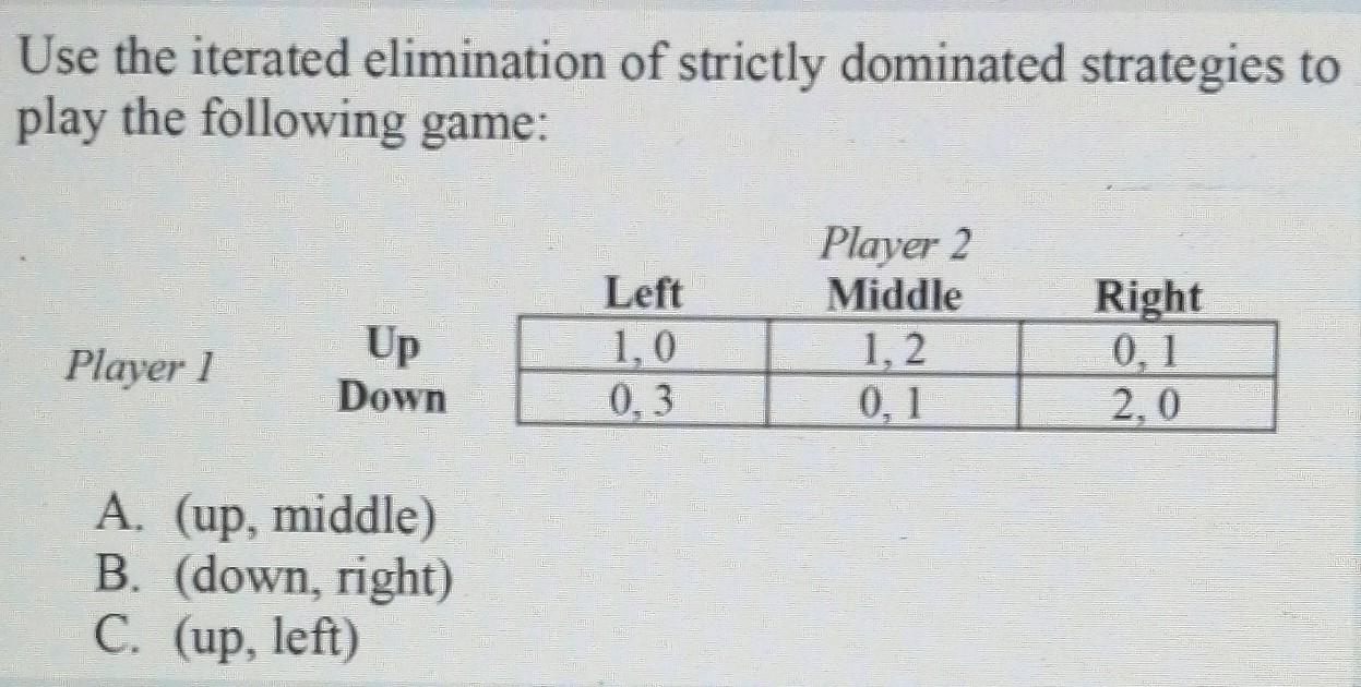 Solved Use the iterated elimination of strictly dominated | Chegg.com