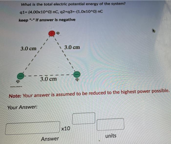 Solved What is the total electric potential energy of the | Chegg.com