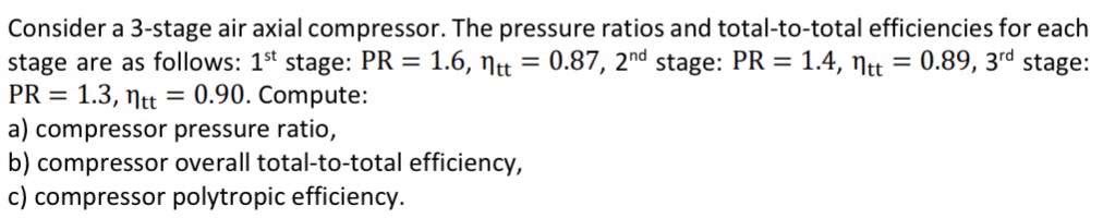 Consider a 3-stage air axial compressor. The pressure | Chegg.com