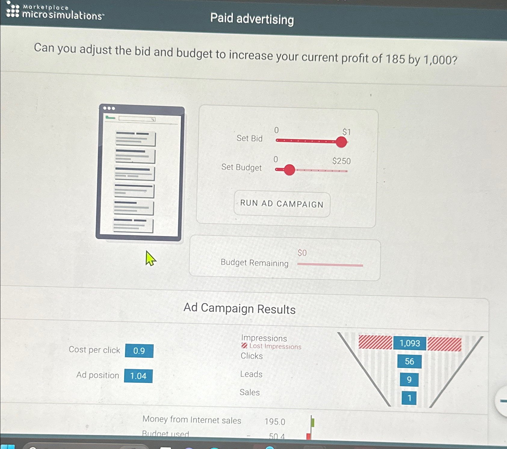Solved Marketplacemicrosimulations"Paid advertisingCan you | Chegg.com