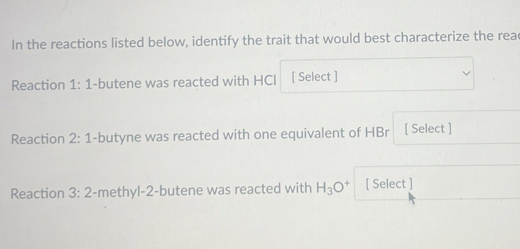 Solved In the reactions listed below, identify the trait | Chegg.com