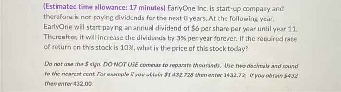 Solved (Estimated time allowance: 10 minutes) ECC Corp. will | Chegg.com