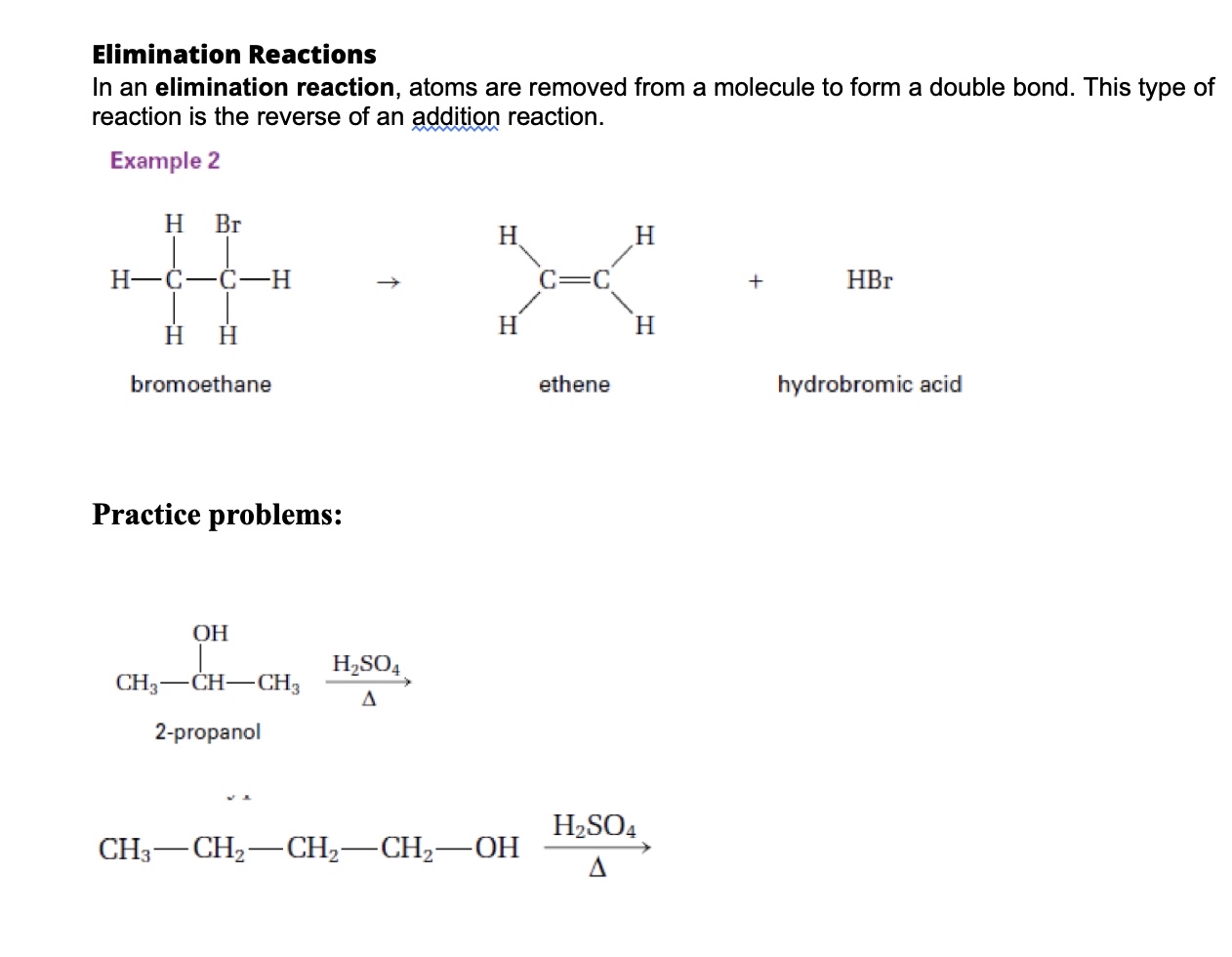 Solved Elimination ReactionsIn an elimination reaction, | Chegg.com